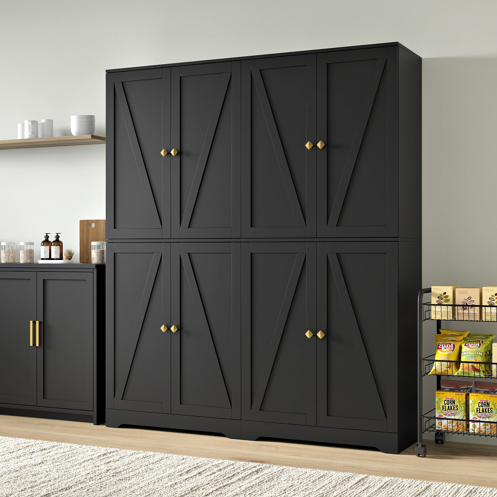 August Grove® 72" Tall Kitchen Pantry Set Of 2, Farmhouse Storage ...