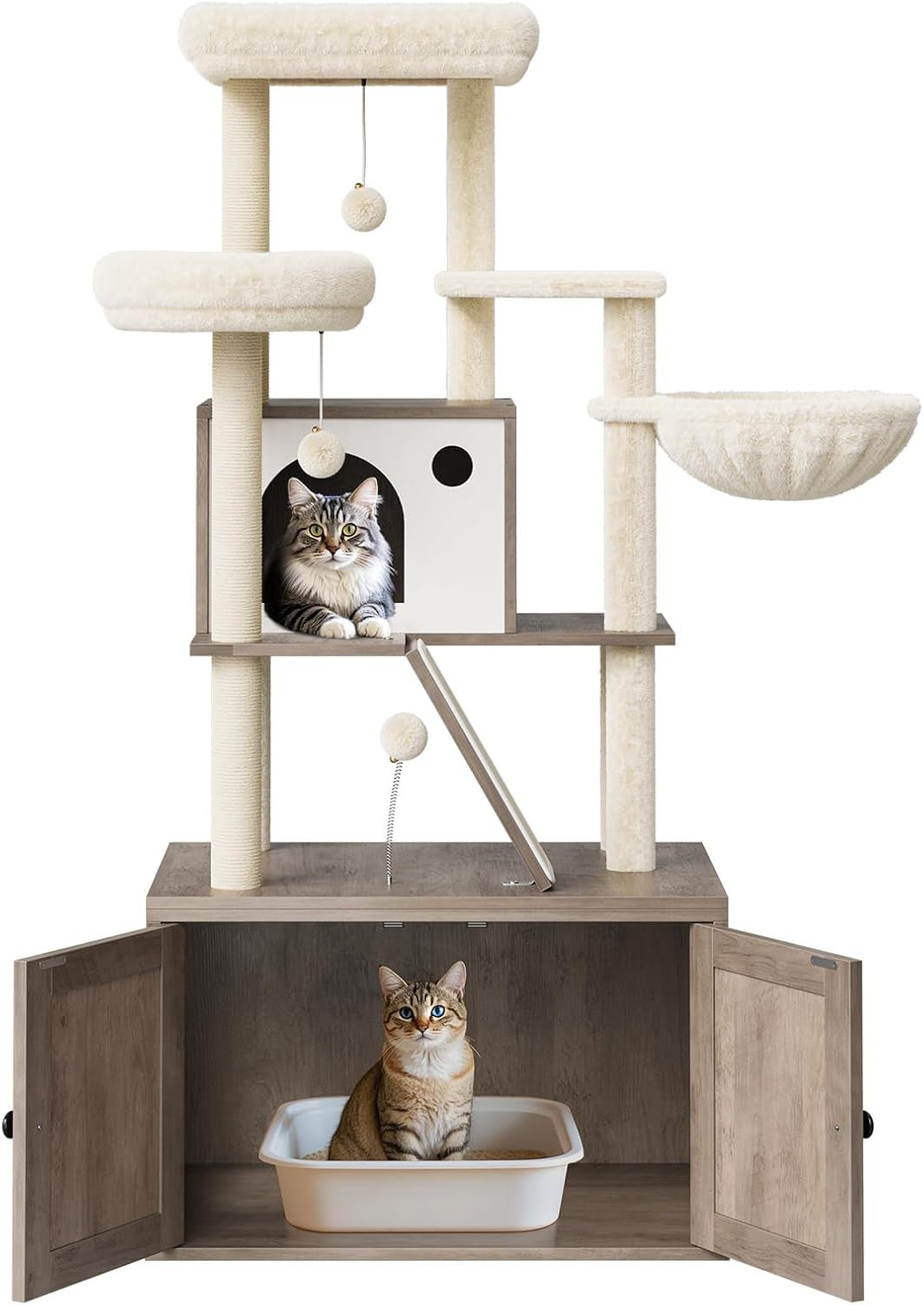 Tucker Murphy Pet™ Cat Tree With Litter Box Enclosure 59 Inch Large 2 ...