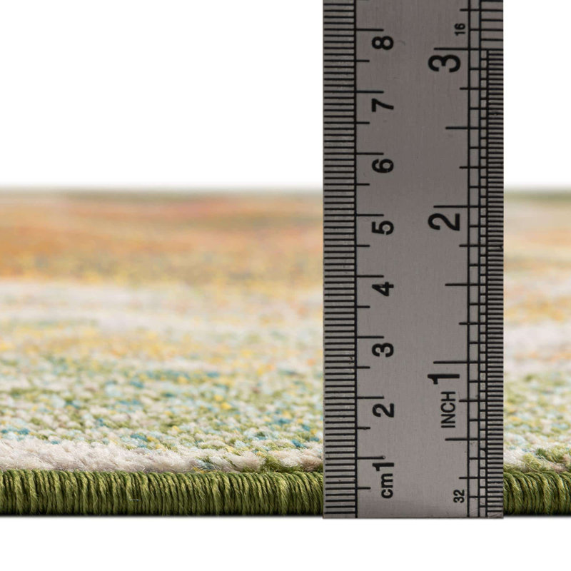 Wade Logan® Ansela Performance Green/Orange Rug & Reviews | Wayfair