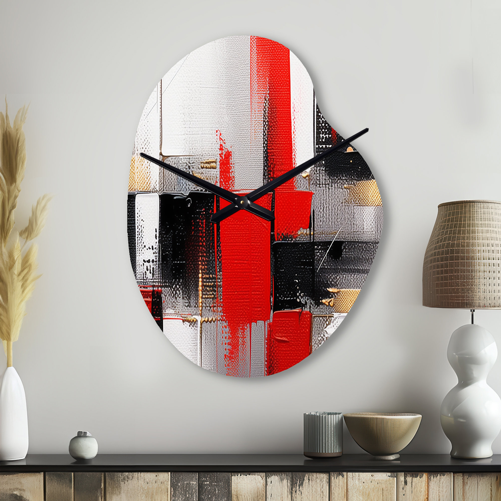 Design Art Red and Gold Cubic Abstract I - Cubism Asymmetrical Metal ...