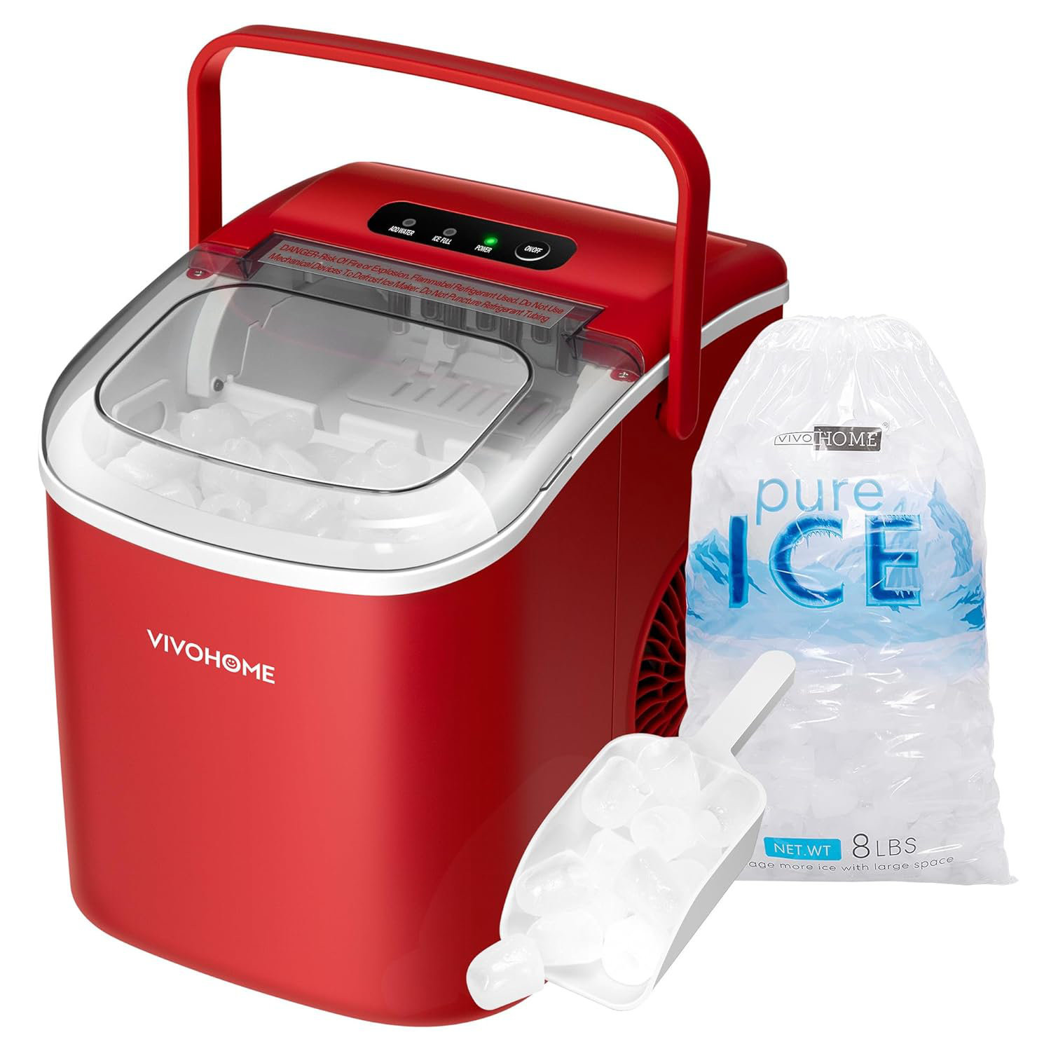 Vivohome 26 Lb. Daily Production Bullet Clear Ice Portable Ice Maker ...