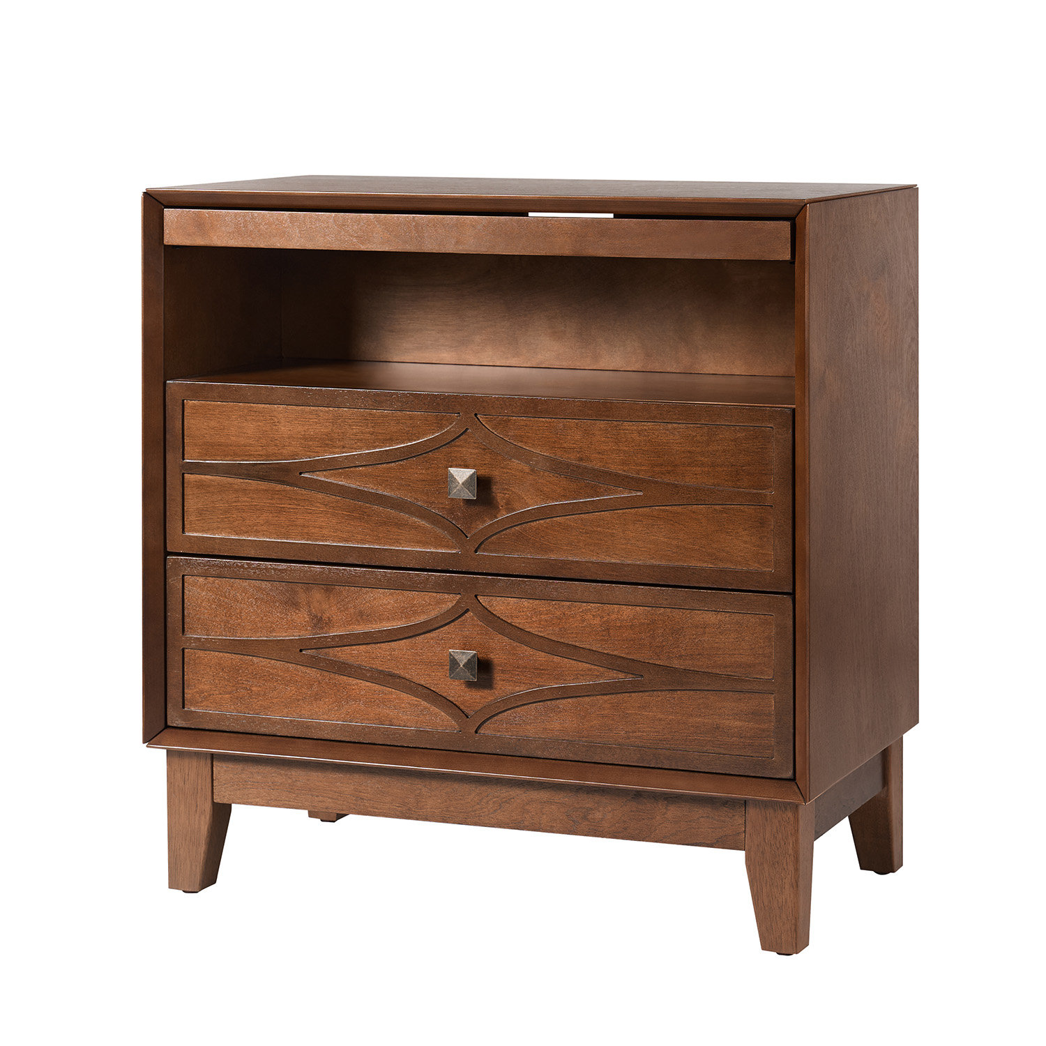 Winston Porter Arturo Walnut 3-Drawer 28 In. W Nightstand With Type-C And USB Ports Set Of 2 ...