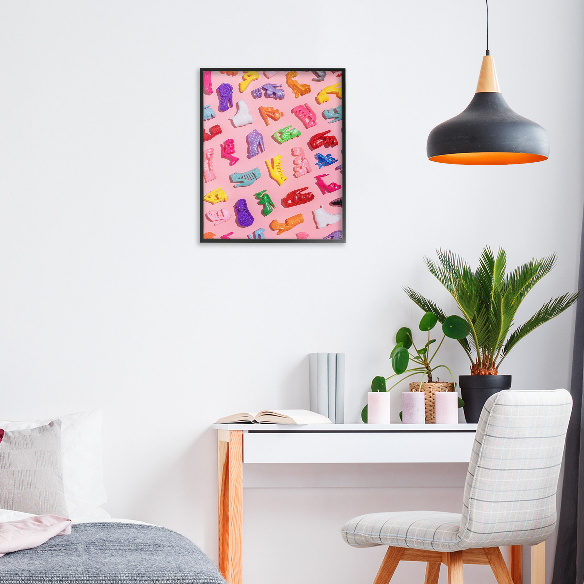 Wrought Studio™ Tiny Colorful Doll Shoes Framed Giclee, design by LISH ...