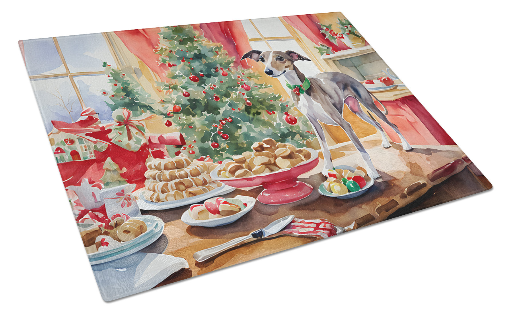 Caroline's Treasures Italian Greyhound Christmas Cookies Glass Cutting ...