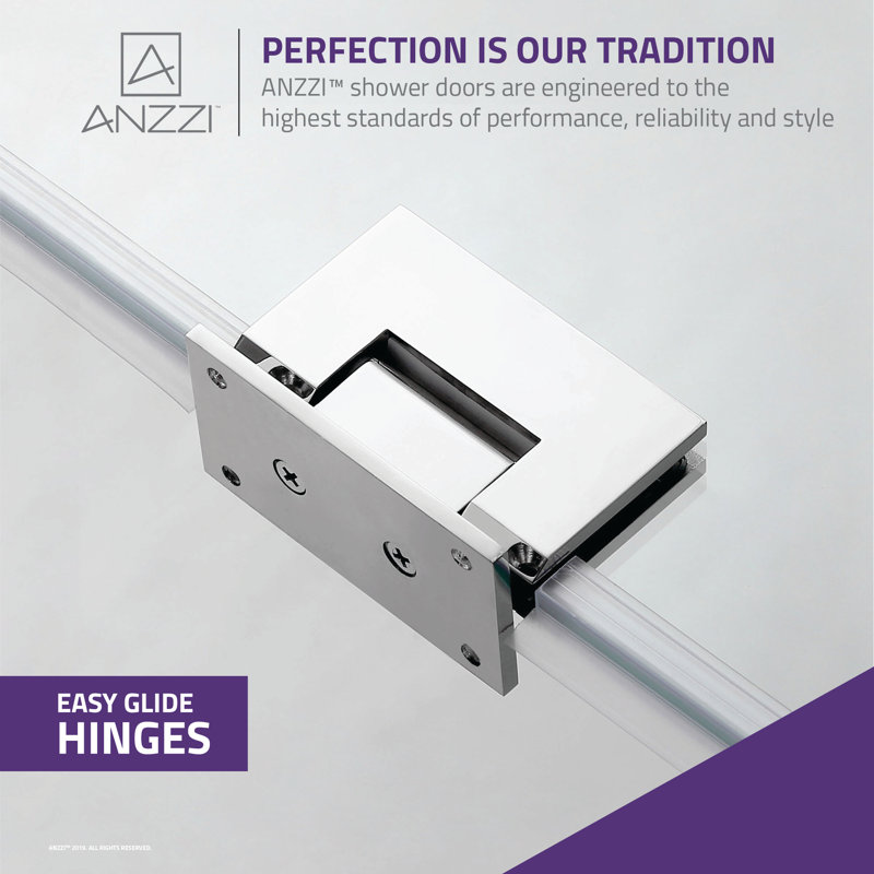 ANZZI Vensea 31.5" W x 58" H Hinged Frameless Tub Door with Tsunami ...
