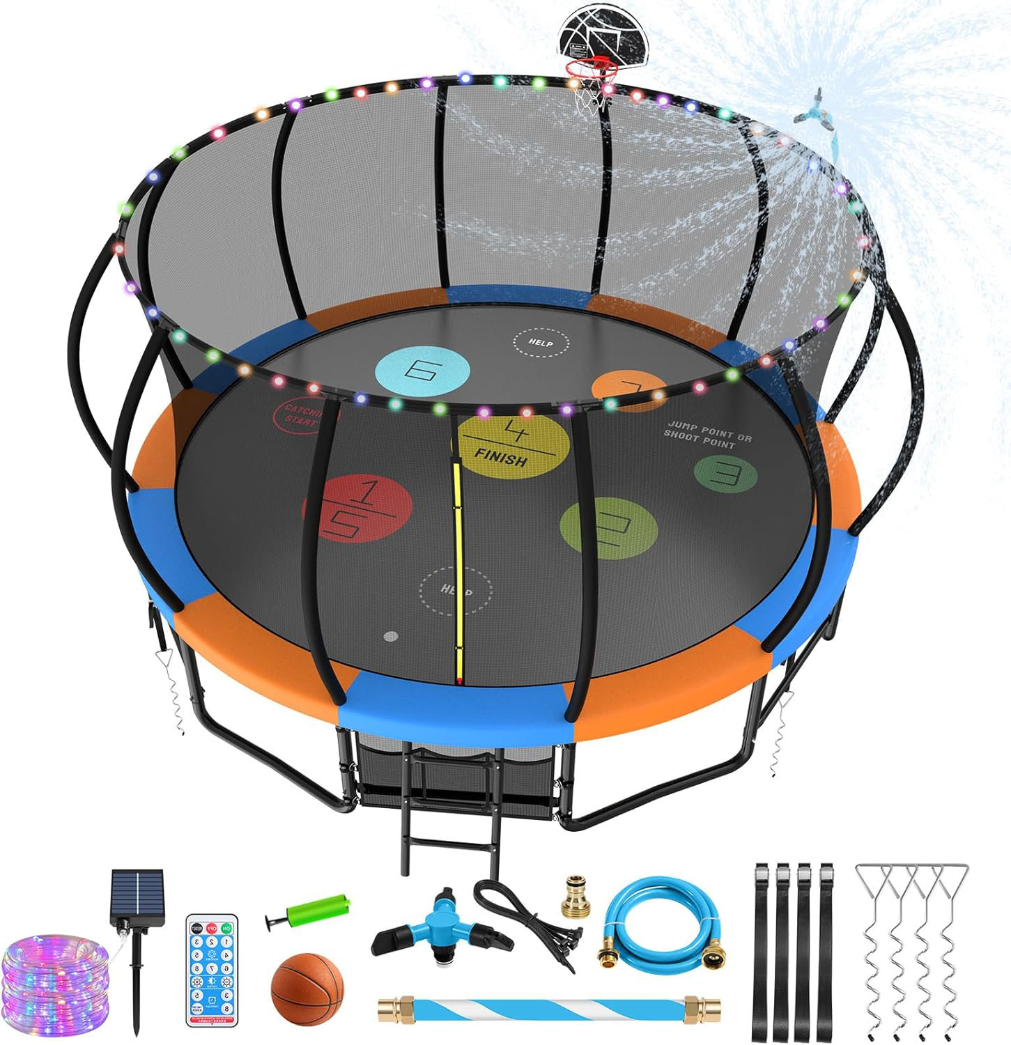 Sapphome 16FT Colorful Trampoline For Kids, Outdoor Recreational ...