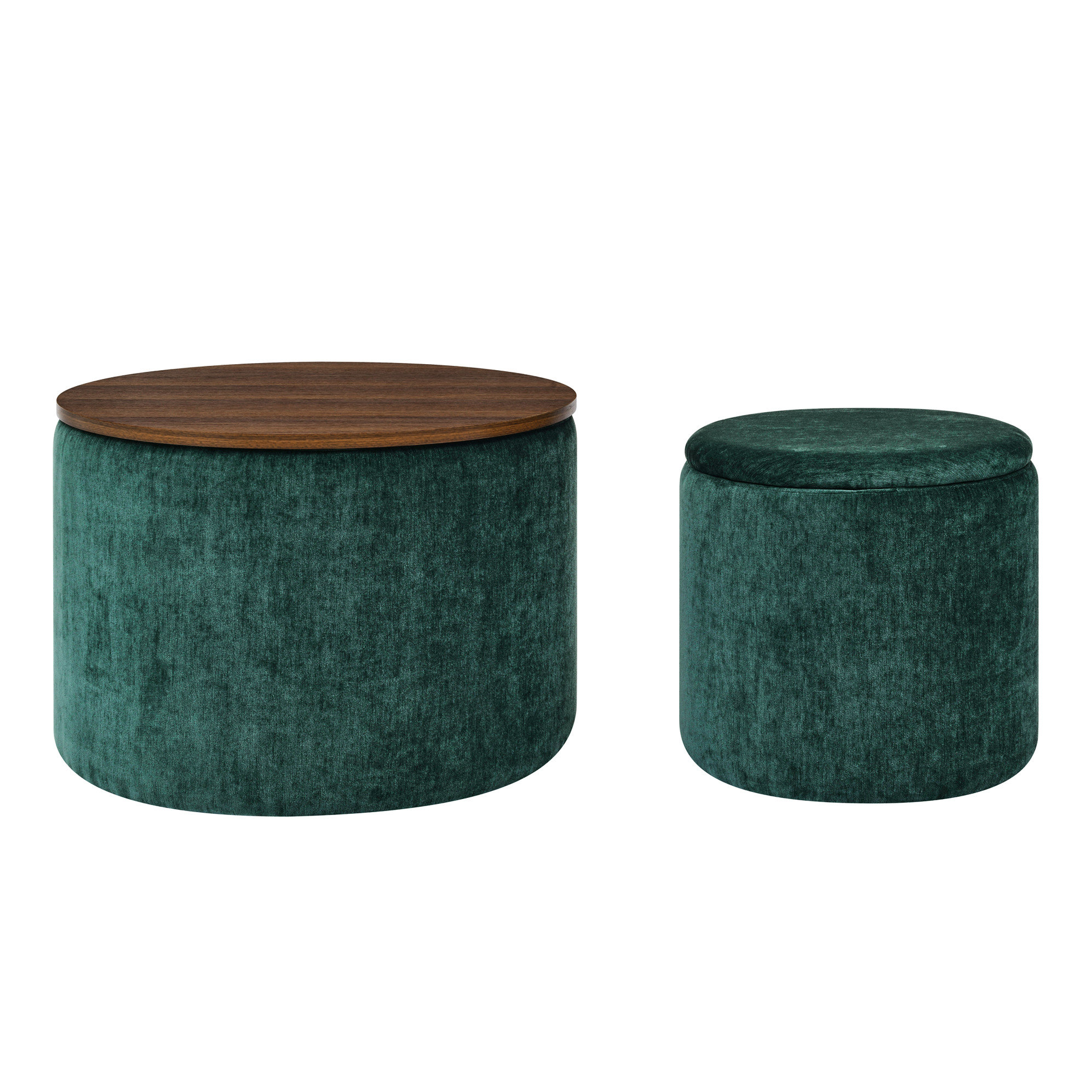 Latitude Run® Chenille Storage 2, Dark , Drum Shaped Stool, Panel ...