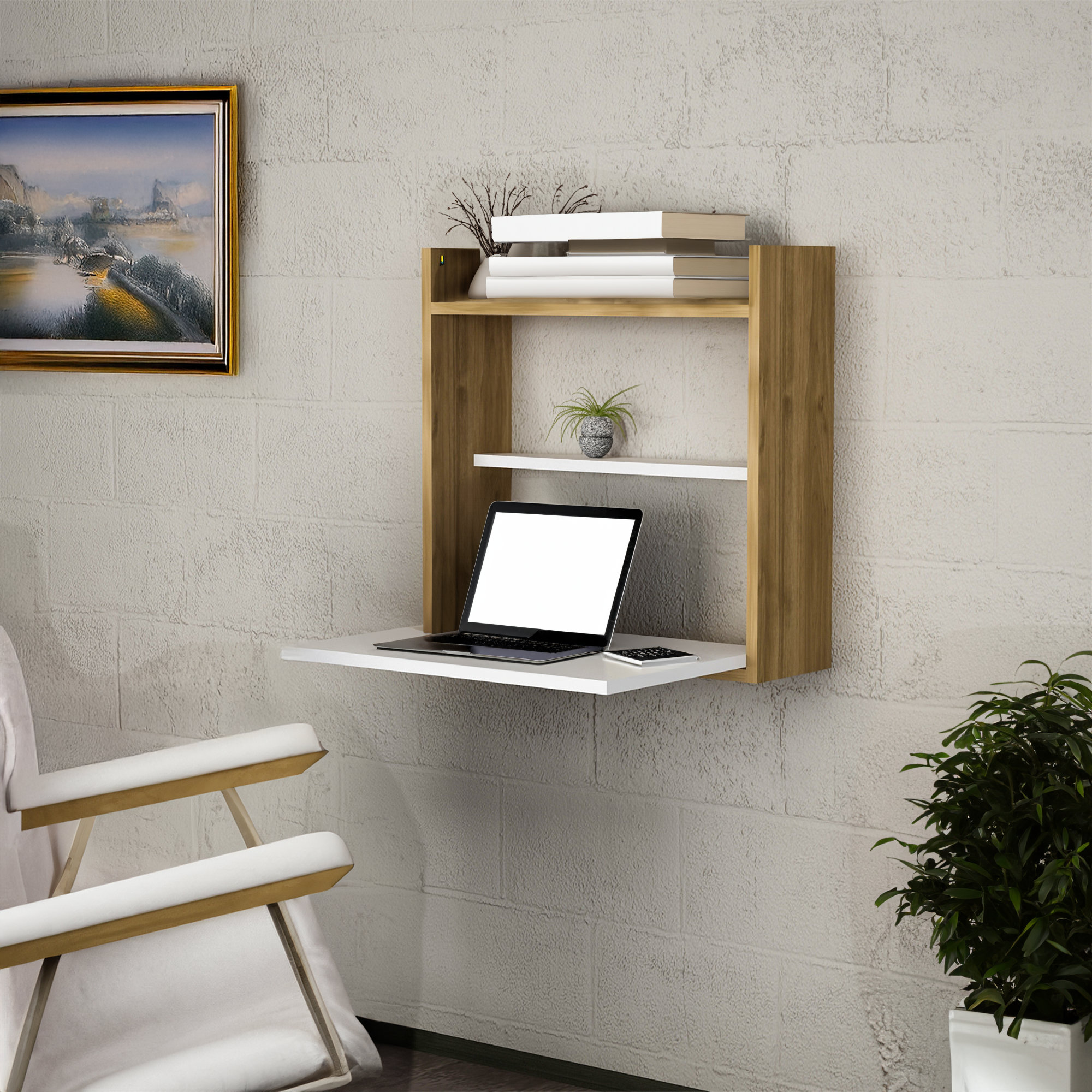 Latitude Run® Gizell 24'' W Rectangle Floating Study Desk With Cabinet ...