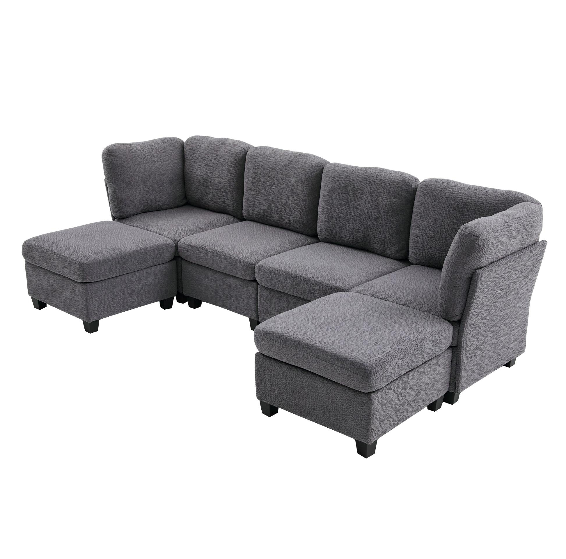Latitude Run® Modular Sectional Sofa: Freely Combinable 6-Seat ...