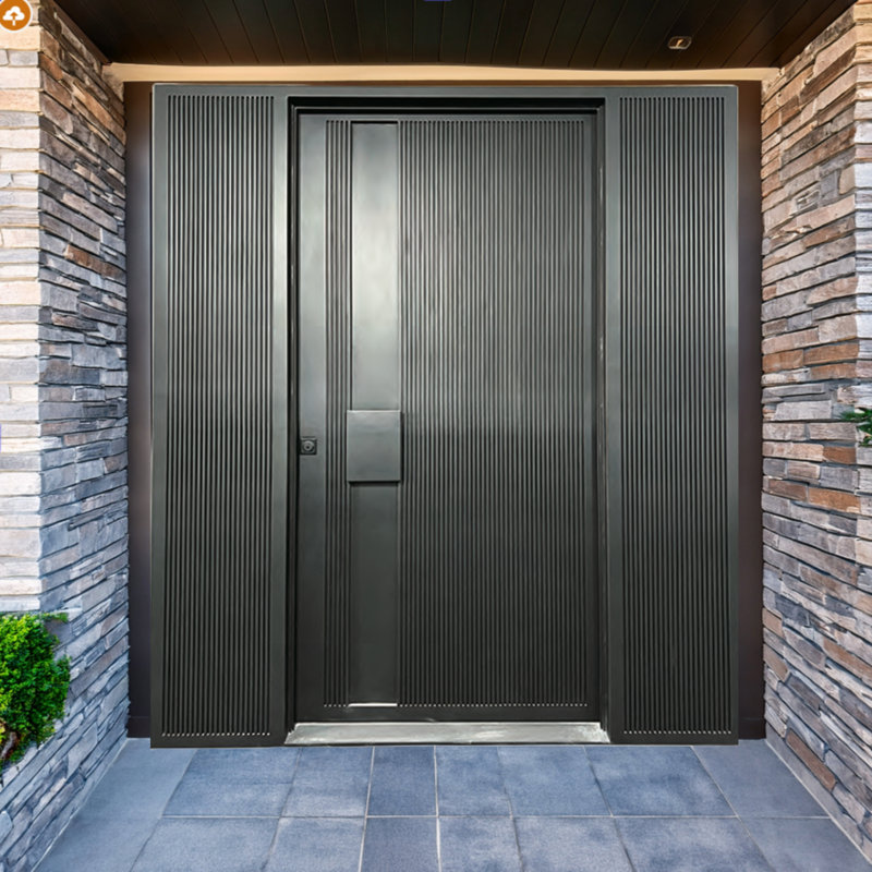 Nationwide Iron Works Linea Ribbed Iron Pivot Door | Wayfair