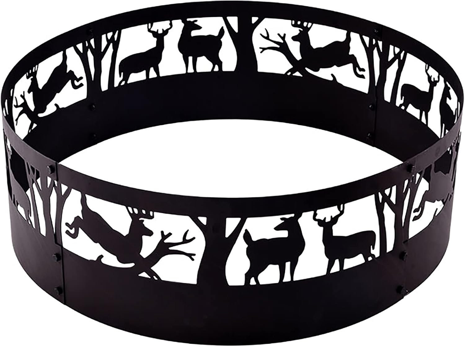 Kapler 36 Inch Heavy-duty Outdoor Fire Pit Ring With Elk Shape Carvings ...
