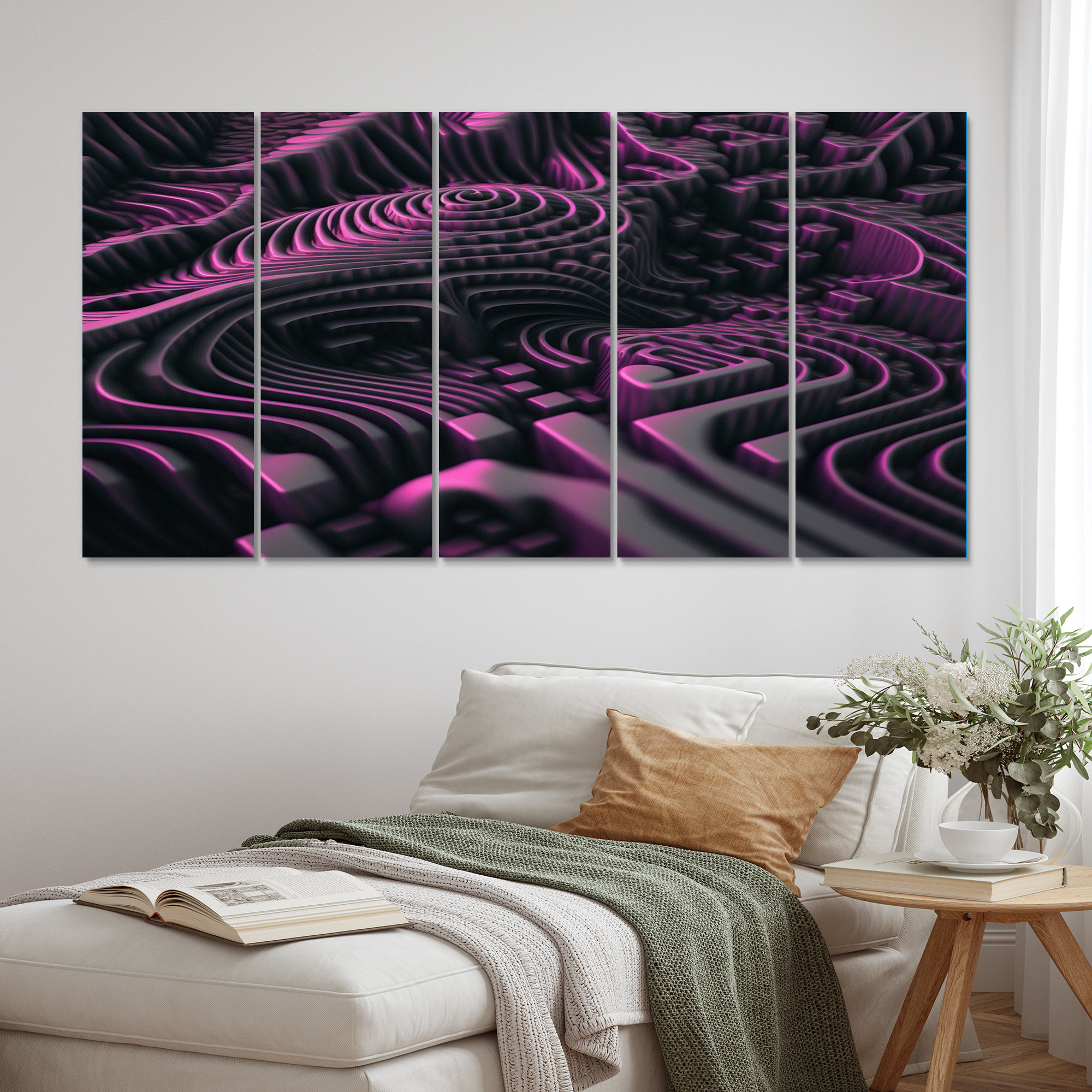 Ebern Designs Futuristic Labyrinth Purple Maze Matrix I - Modern ...