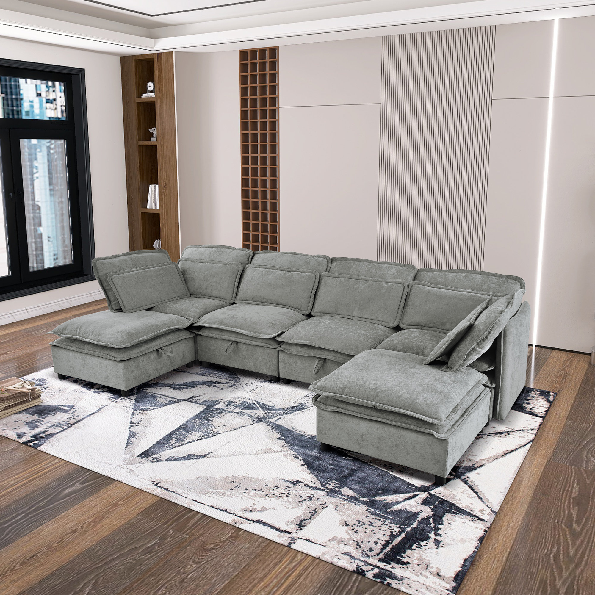 Latitude Run® Modern Modular Sofa with Storage Seat Cushions | Wayfair