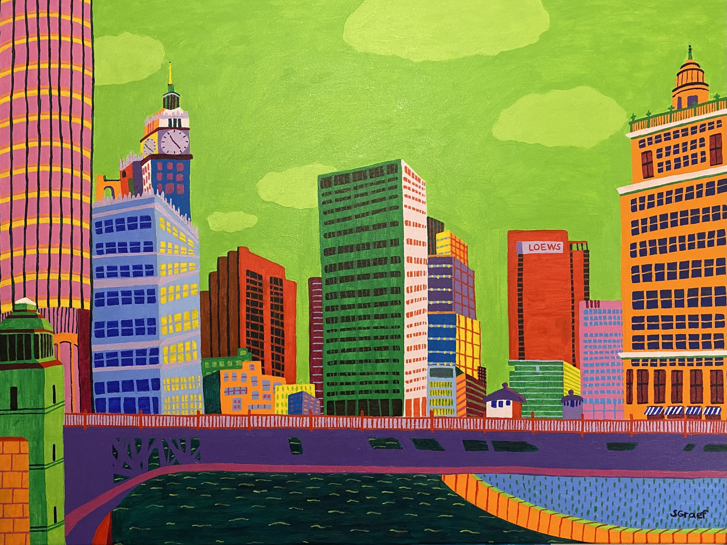 Made & Curated Chicago Skyline by Sue Graef - Painting - Wayfair Canada