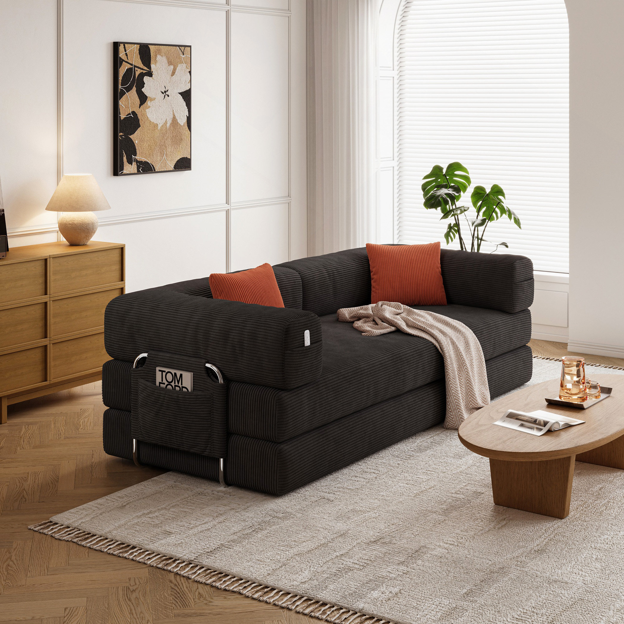 Latitude Run® 78.8" Modular Sectional Sofa, Convertible Pudding Block ...