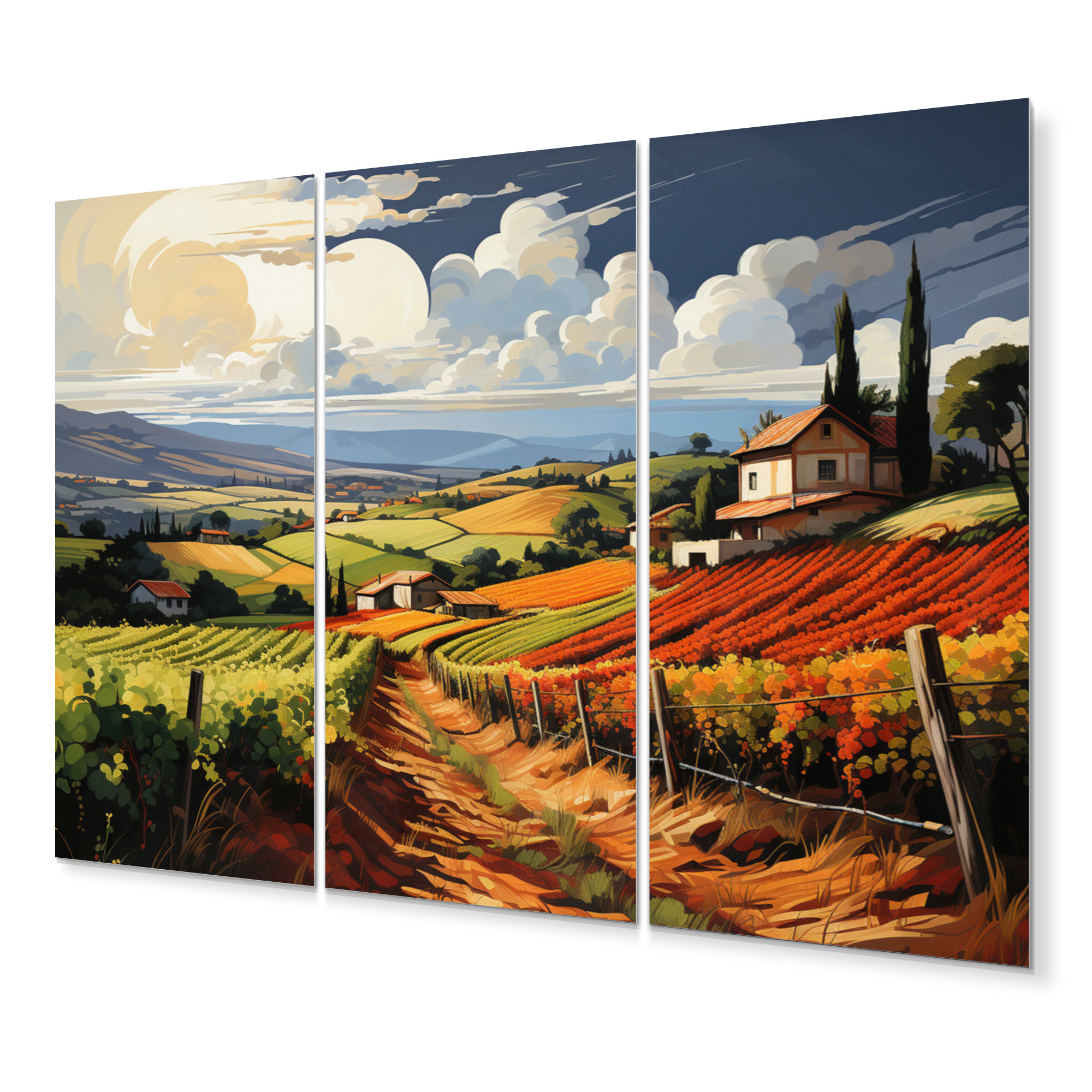 Red Barrel Studio Vineyard Rows Of Ruby Landscape - Farmhouse Metal ...