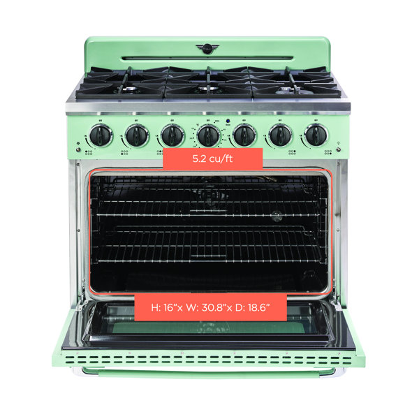Unique Classic Retro 36" 6-Burner 5.2 cu. ft. Freestanding Gas Range ...