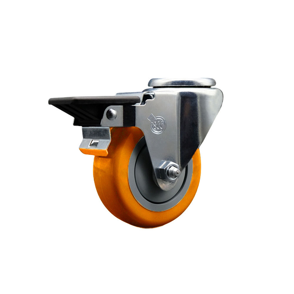 Service Caster 3.5 Inch Orange Poly Wheel Swivel Bolt Hole Caster with ...