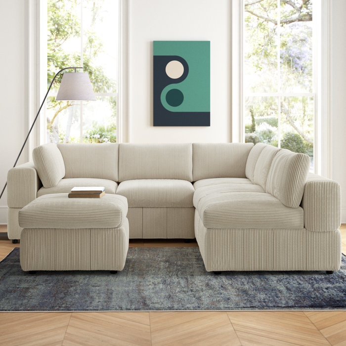 Wade Logan® Arregui 6 - Piece Corduroy Sectional & Reviews | Wayfair