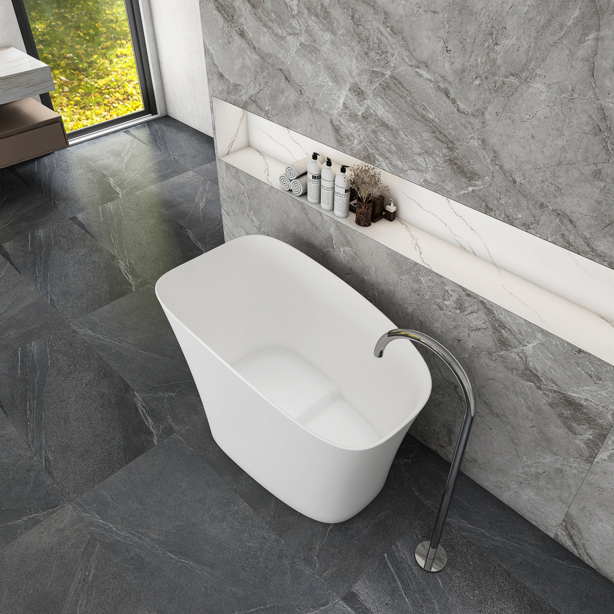 Greenhome Trade 51-Inch Freestanding Solid Surface Deep Soaking ...