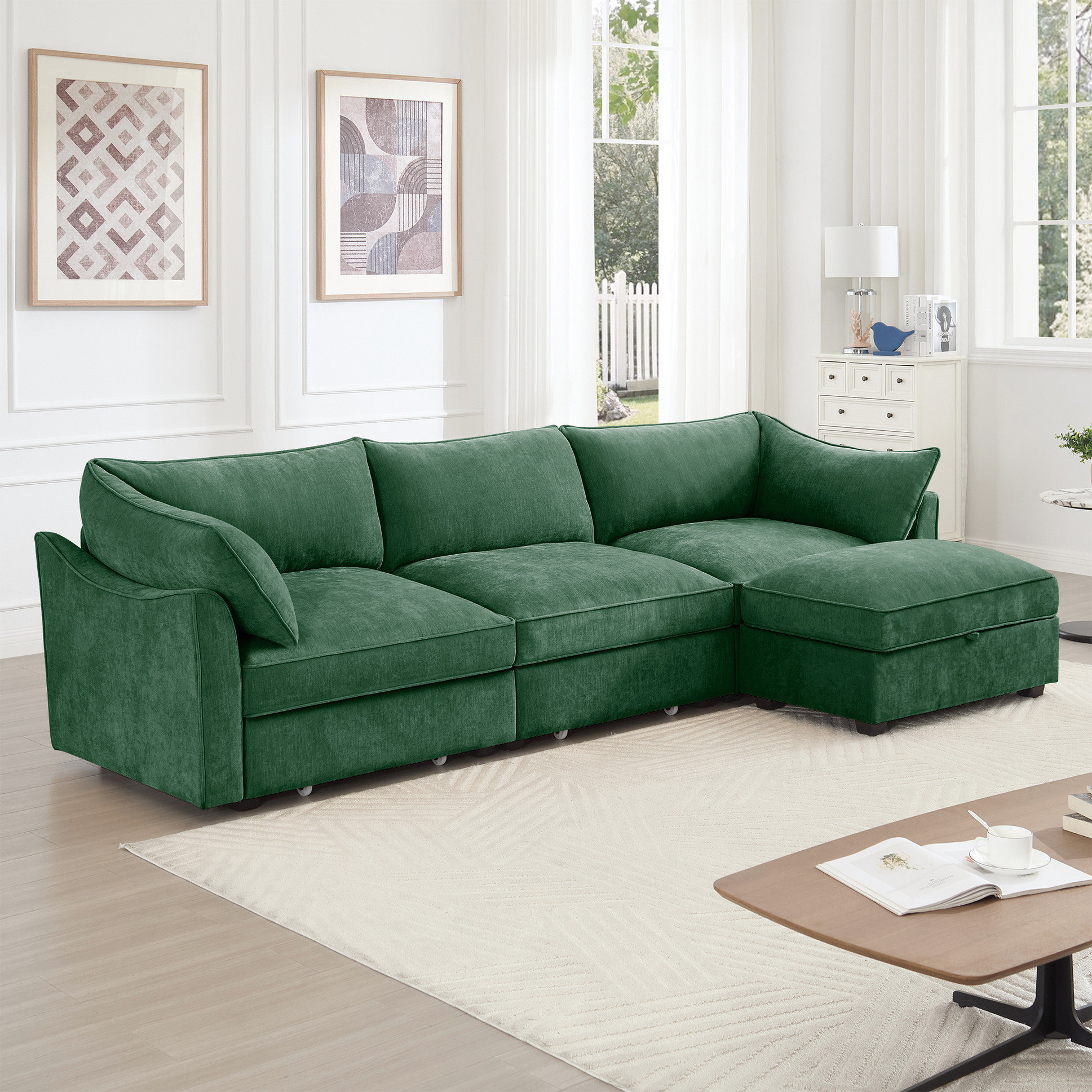 Latitude Run® 3 Seat Sectional In L - Shaped Style, Movable Comfortable ...