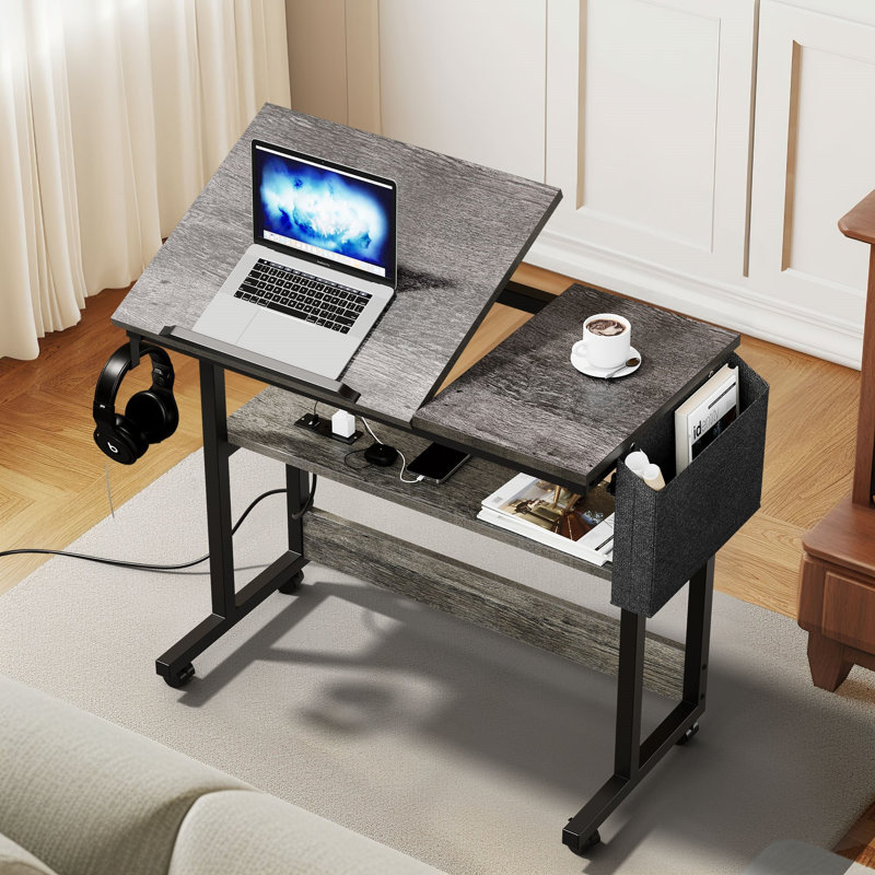 Wade Logan® Brytanie Height Adjustable Standing Computer Desk with ...