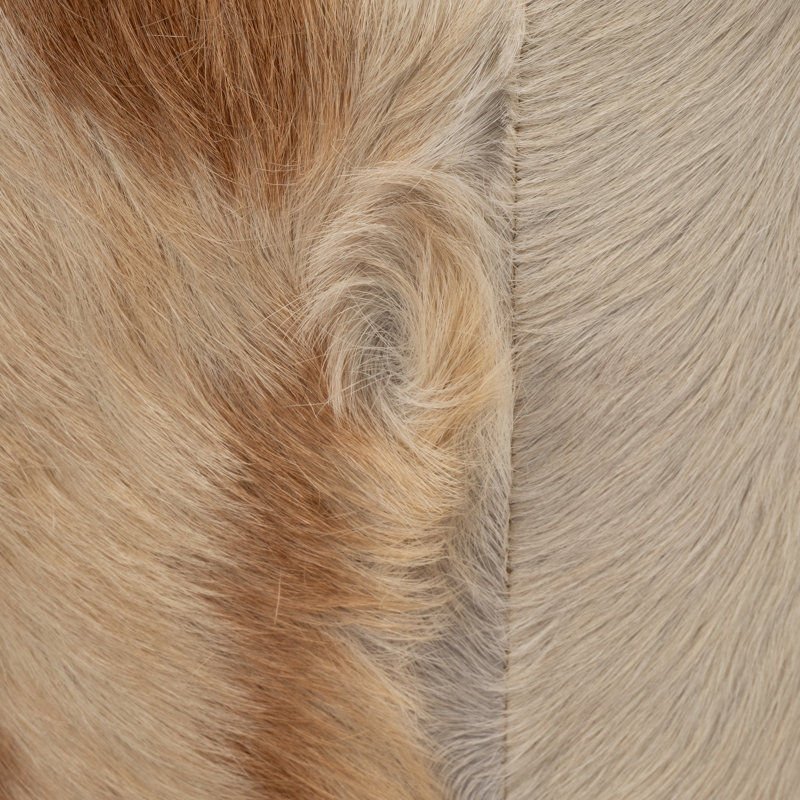 Millwood Pines Neutral 18 Inch Cowhide Farmhouse Ottoman Stool ...