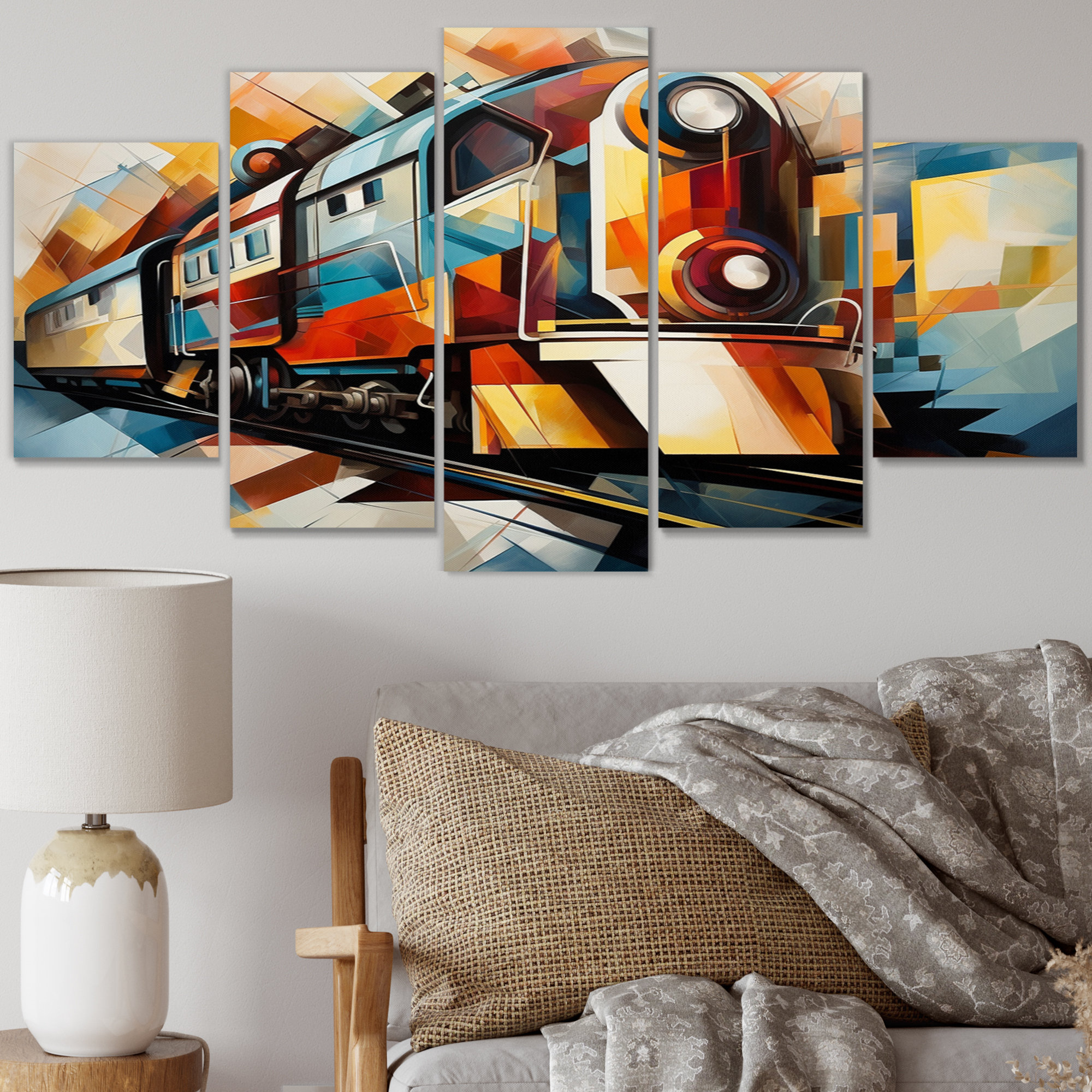 17 Stories Abstract Train Cubist Expressions II - Transportation Canvas ...