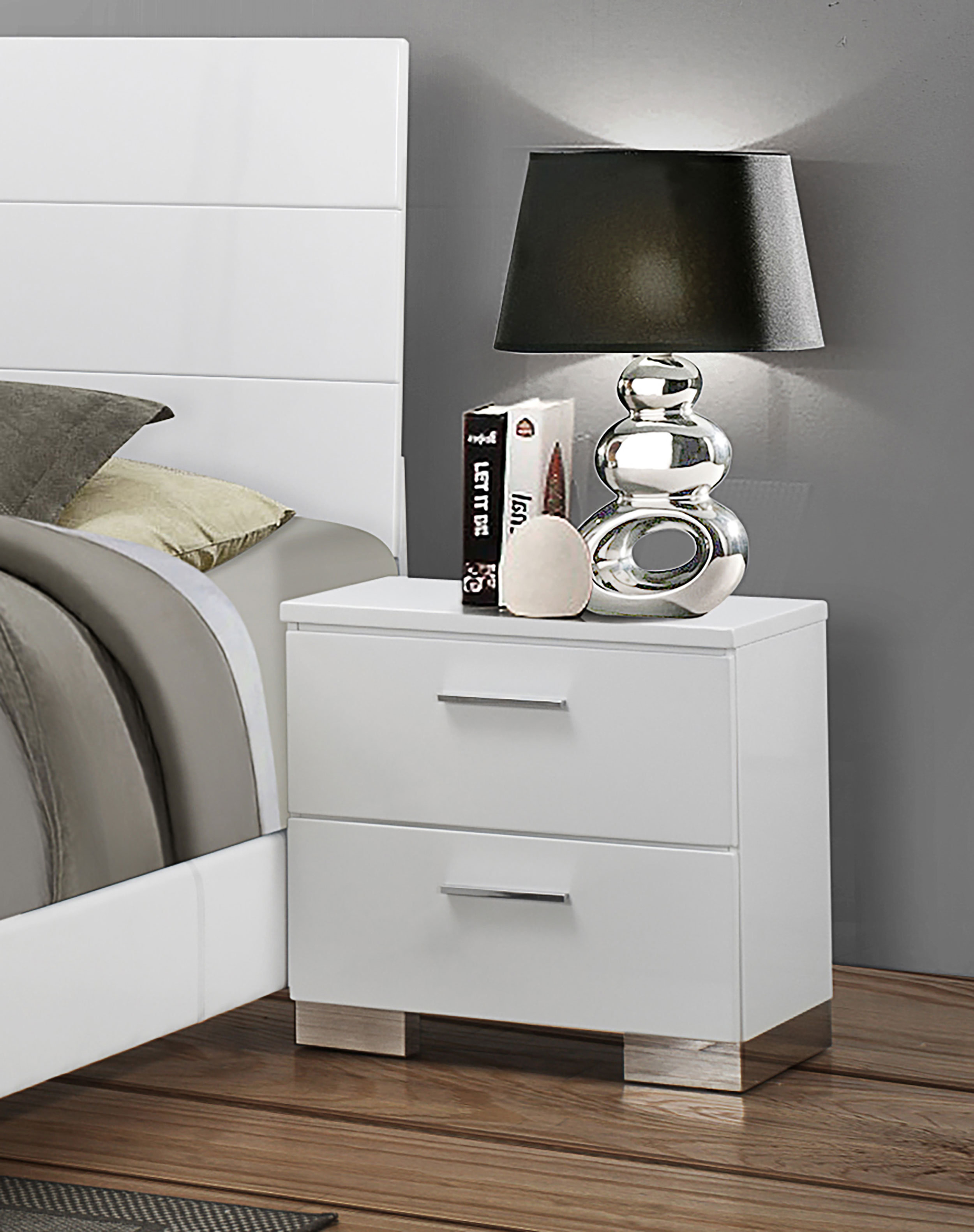 Lark Manor Felicity 2-drawer Nightstand White High Gloss - Wayfair Canada