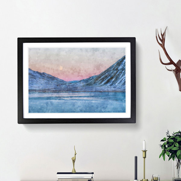 East Urban Home Moon over Iceland - Picture Frame Painting Print ...