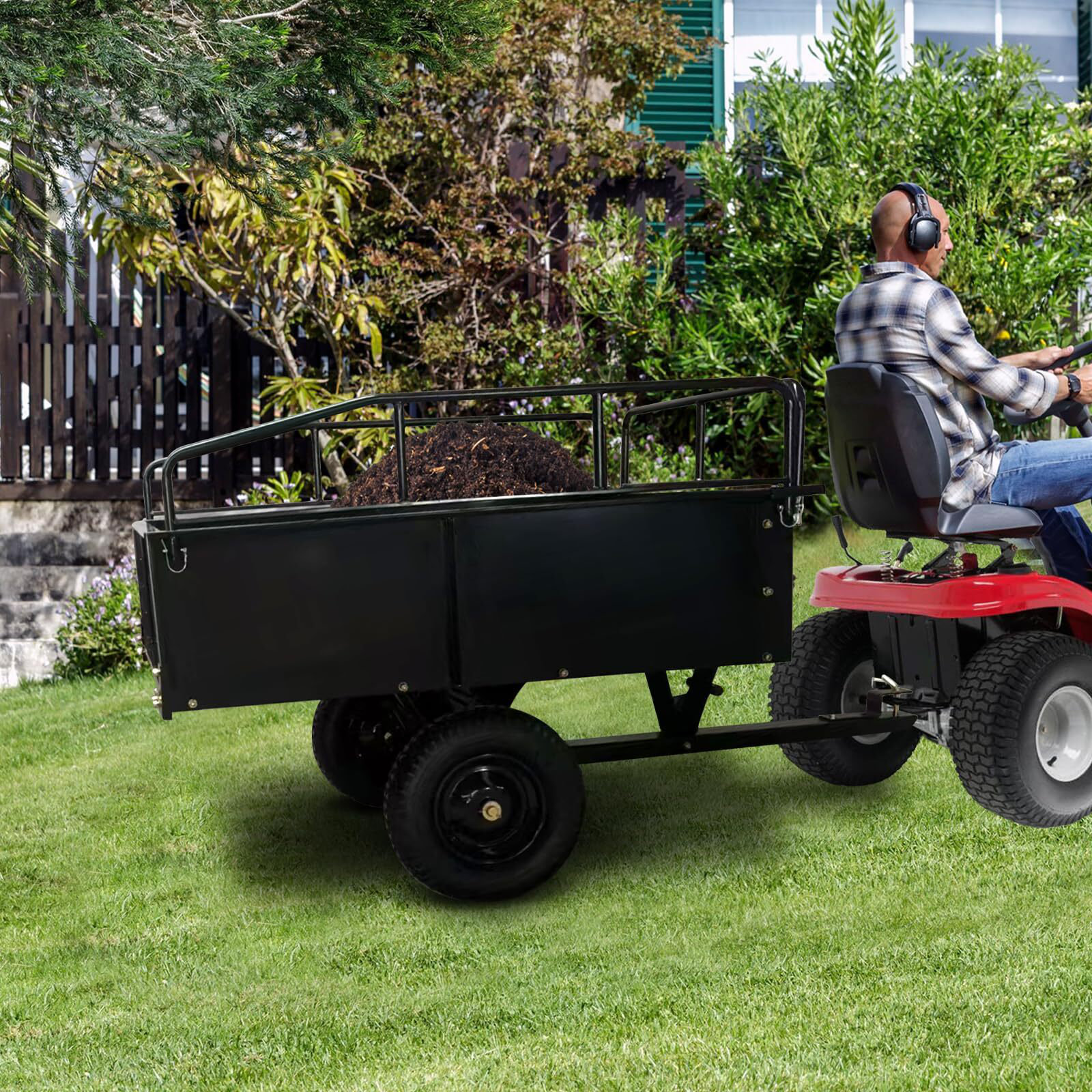 ASOPIX 750 lbs Heavy-Duty Steel Dump Cart - 15 Cubic Feet Garden ...