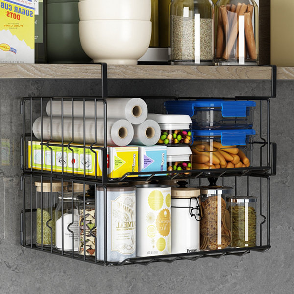 Rebrilliant 2 Pack Under Shelf Basket, Cabinet Storage Hanging ...