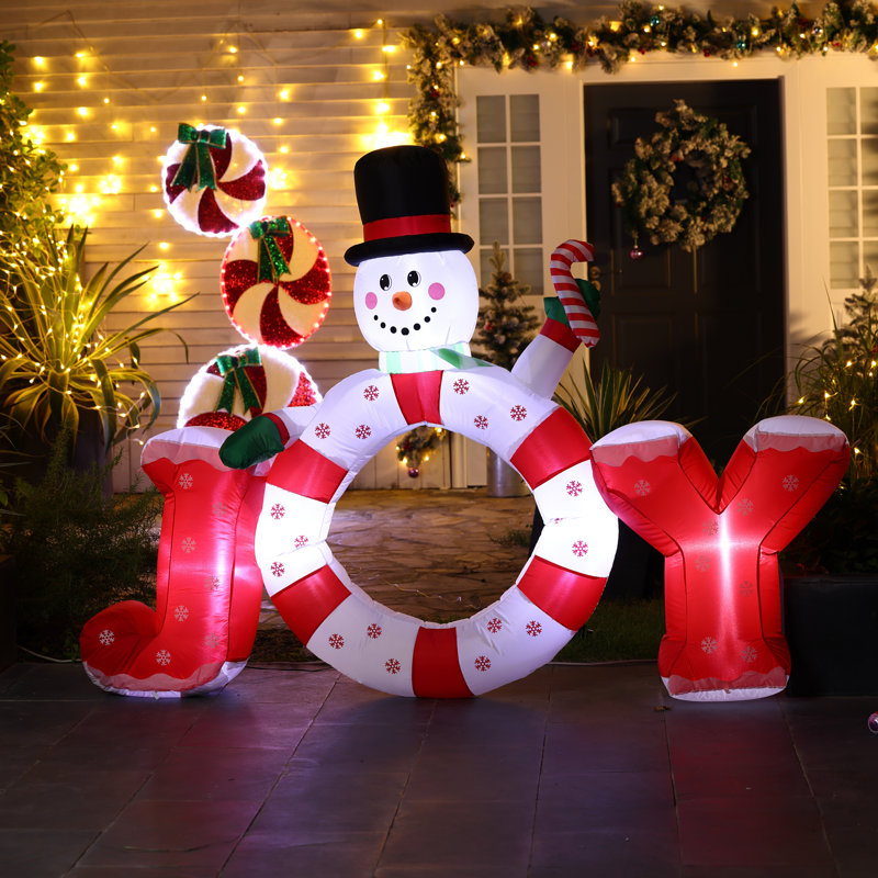The Holiday Aisle® Snowman Joy with LED Lights Inflatable & Reviews ...