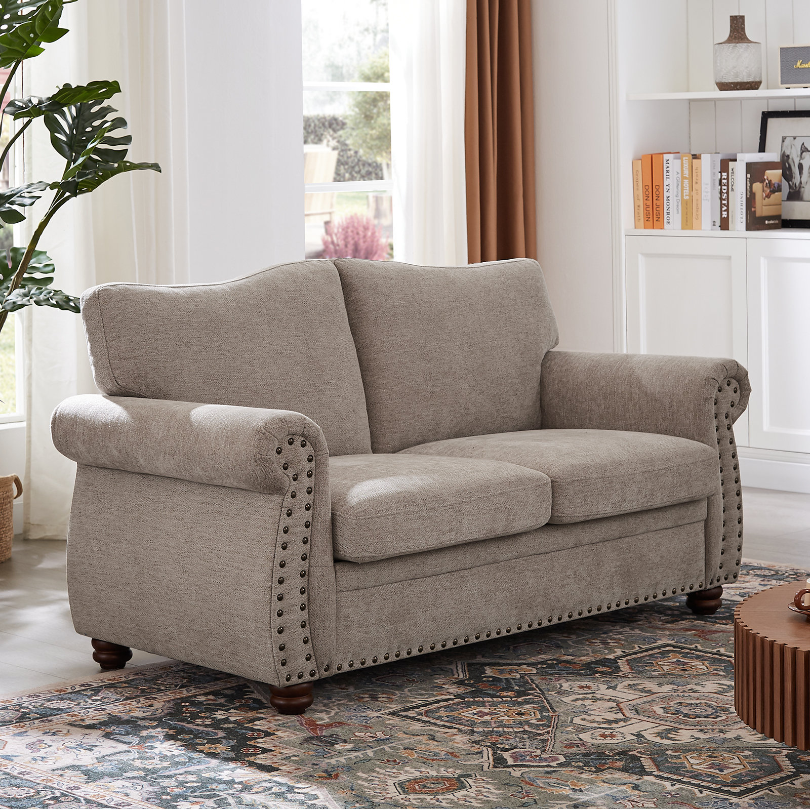 Alcott Hill® 66'' Rolled Arms Chenille Small Sofa Couch, Chesterfield ...