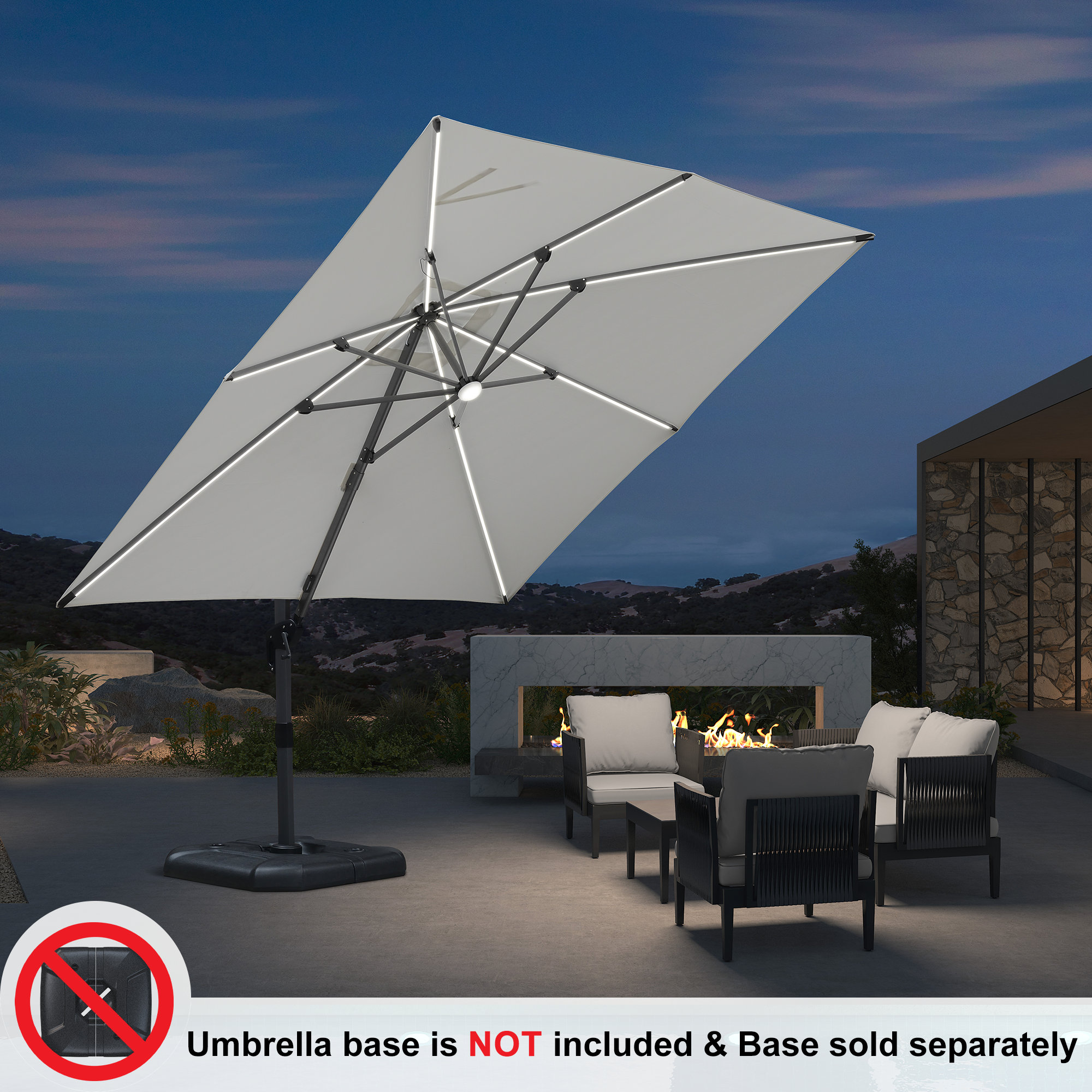 Arlmont & Co. Rohith Solar Powered LED 10' Square Cantilever Umbrella ...