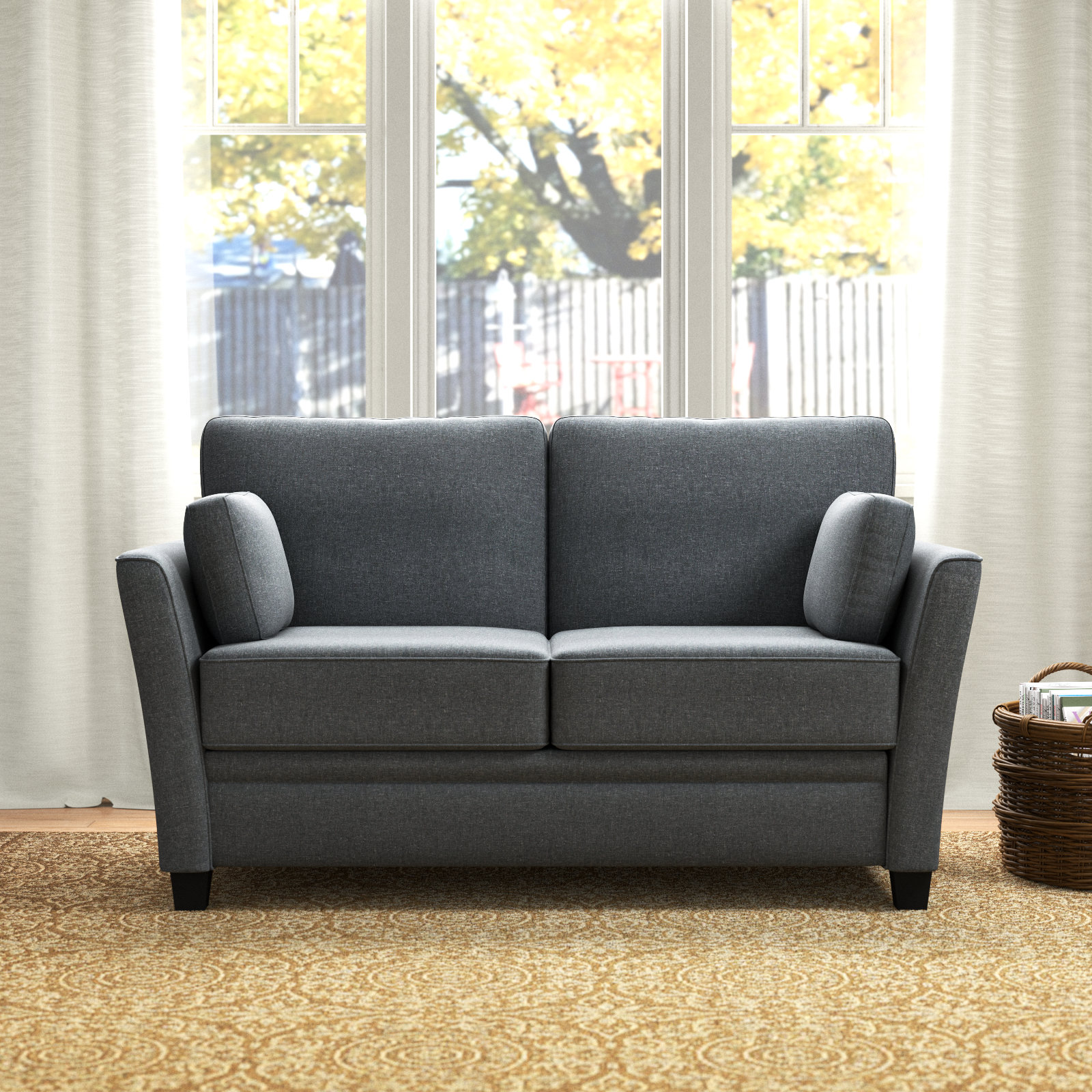 Lark Manor Aldrena 59.5" W Modern Fabric Flair Arm Loveseat Sofa ...