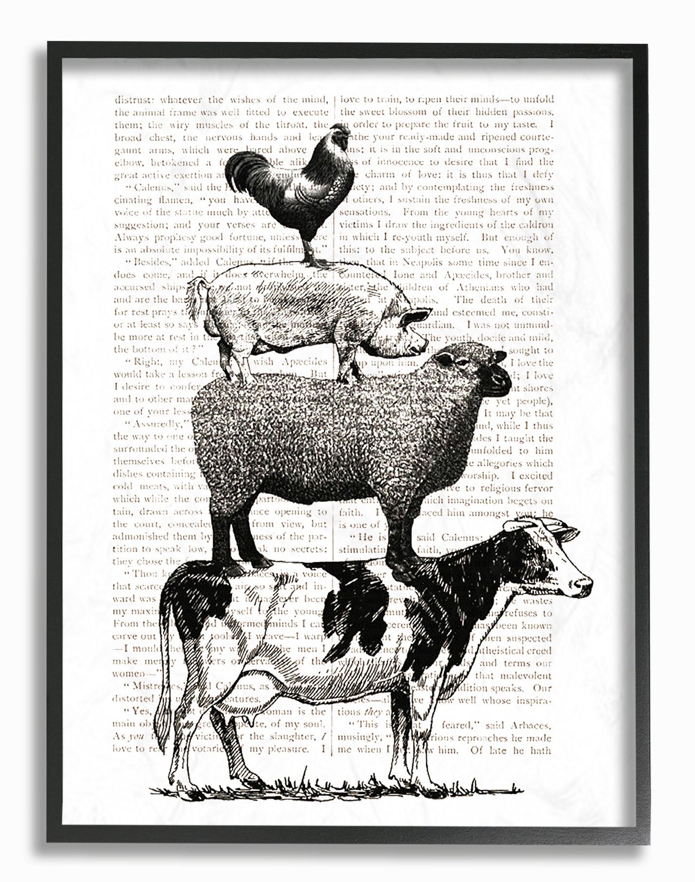 Stupell Industries 'Black and White Animal Stack' by Daphne Polselli ...