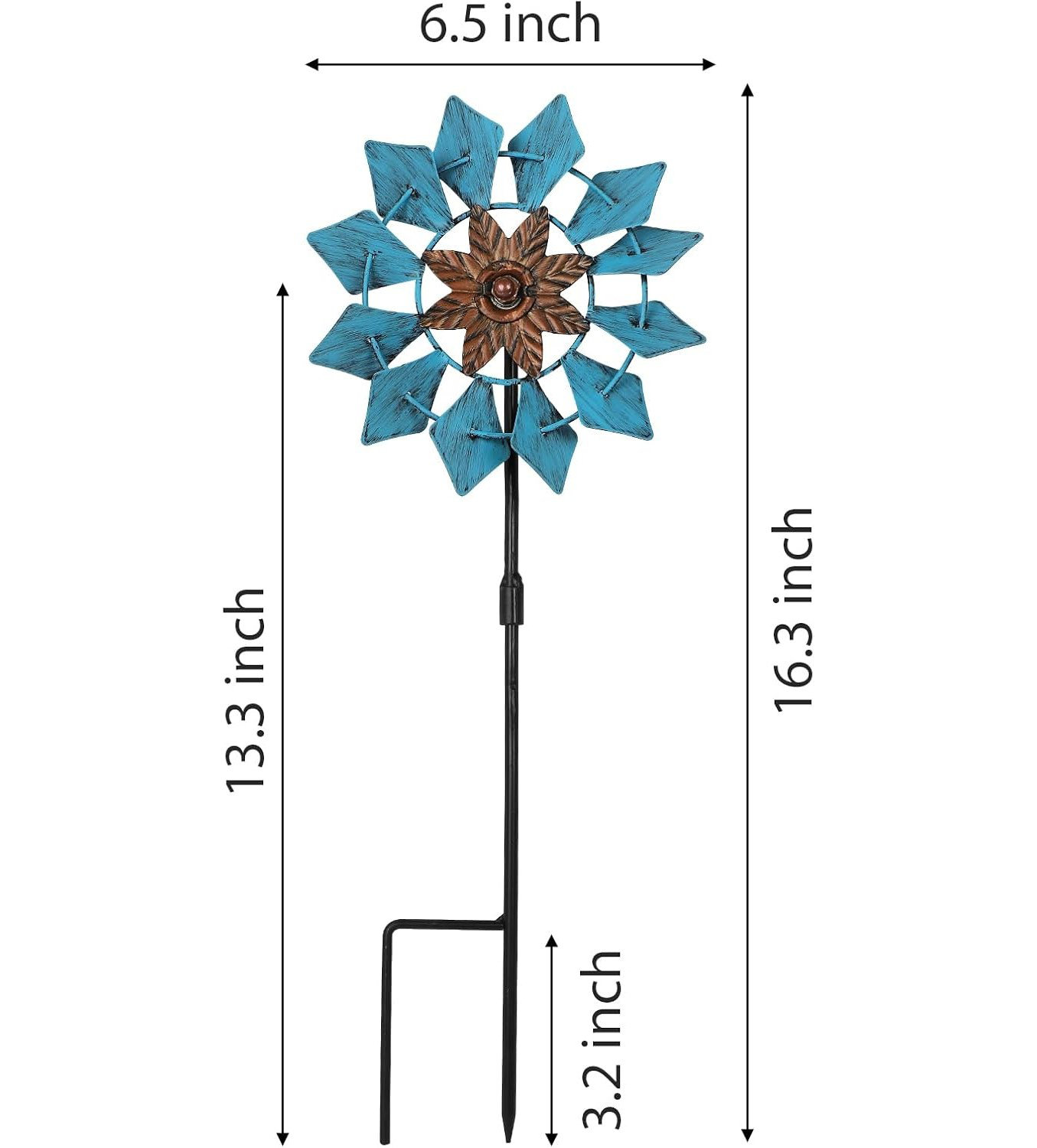 Dakota Fields 3 Pack Wind Spinners With Metal Stake 16.3 Inches Yard ...