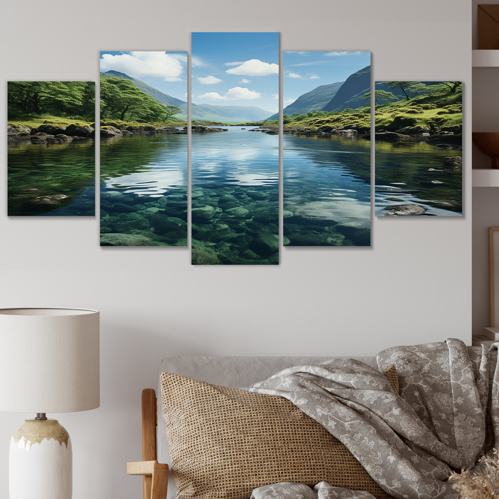 Design Art Ireland Glimmering Lakes - Ireland Wall Decor - 5 Panels ...