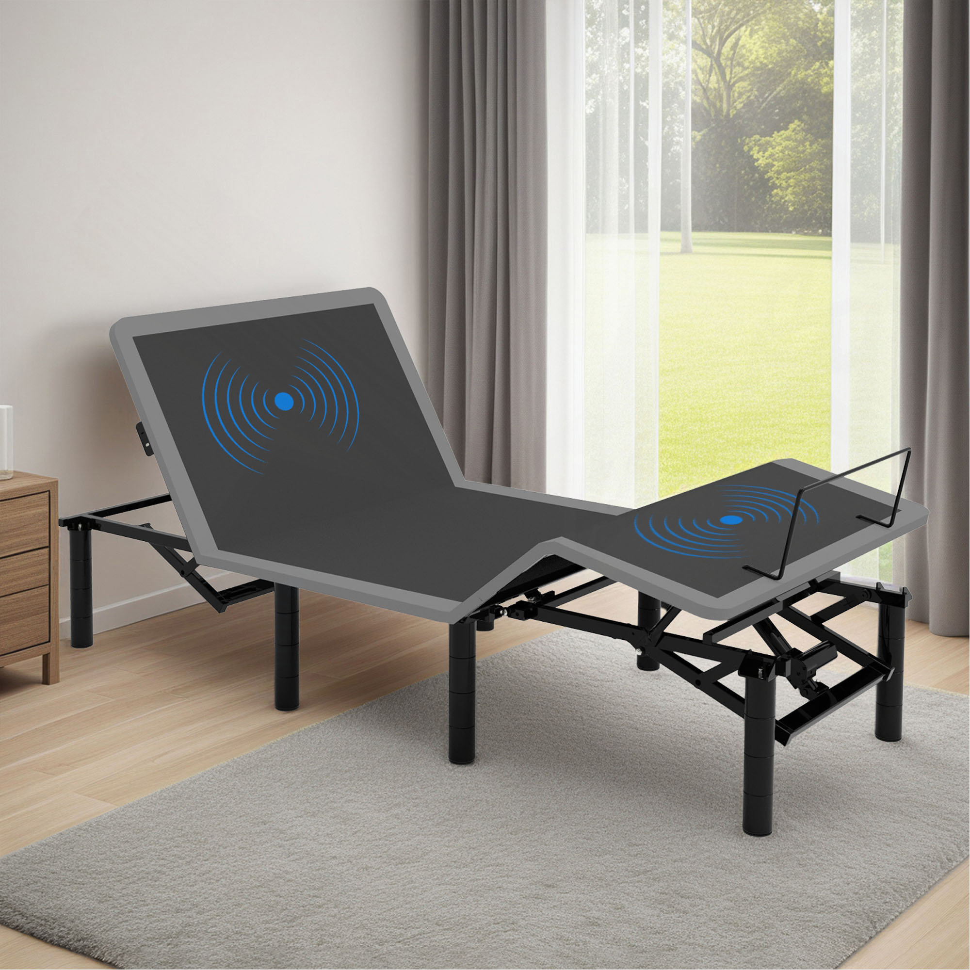 Latitude Run® Adjustable Bed Frame With Massage Head & Foot Incline ...