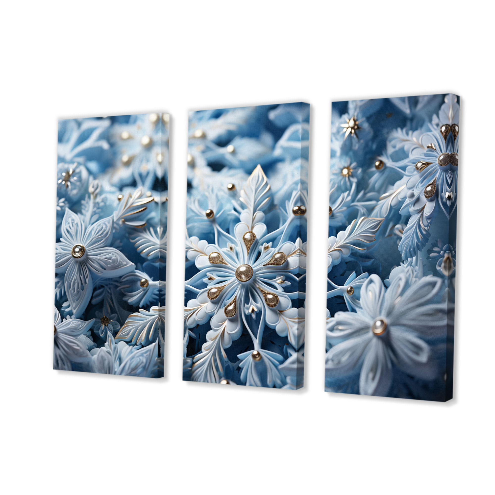 The Holiday Aisle® Glimmering Snowflakes I - Abstract Canvas Art Print ...
