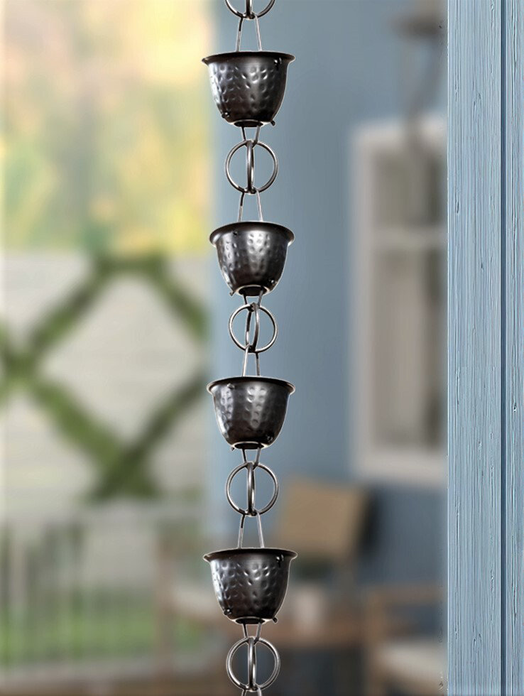 Monarch Rain Chains Aluminum Hammered Cup Rain Chain Replacement ...