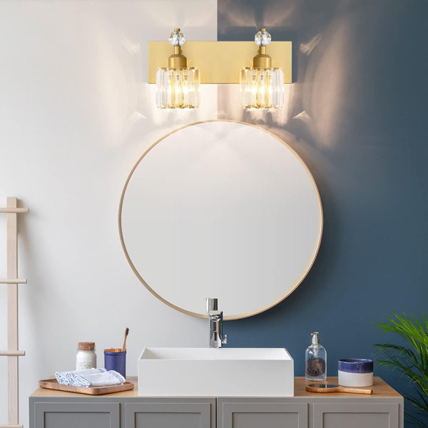Mercer41 Modern Bathroom Vanity Lights With Crystal Accents, E26 Bulb ...