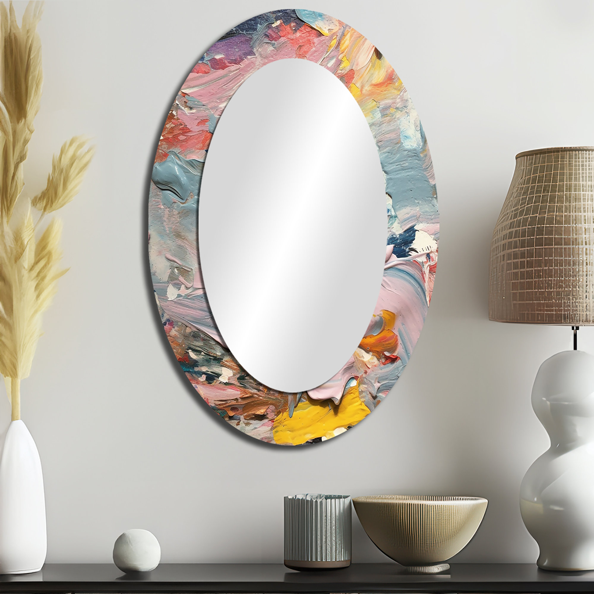 Dakota Fields Summer Pastel Groove Abstract Expressionism - Large Oval ...