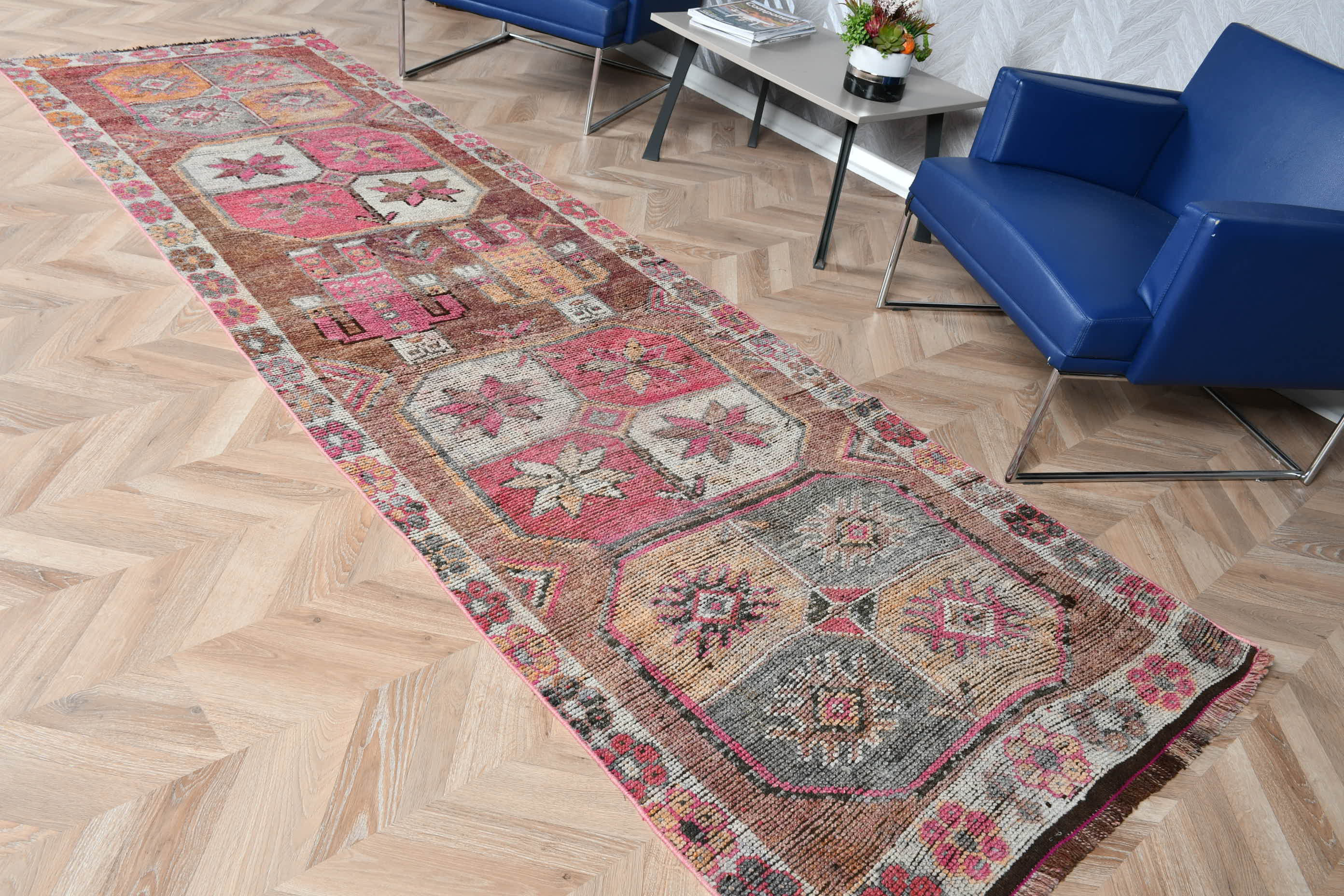 Bungalow Rose Classic Pink Turkish Runner Rug With Multicolor Patterns ...