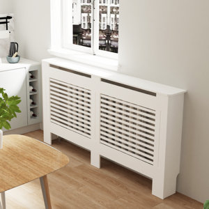 LUVODI 39" Tall Horizontal Slats Radiator Cover Wood Cabinet Modern ...