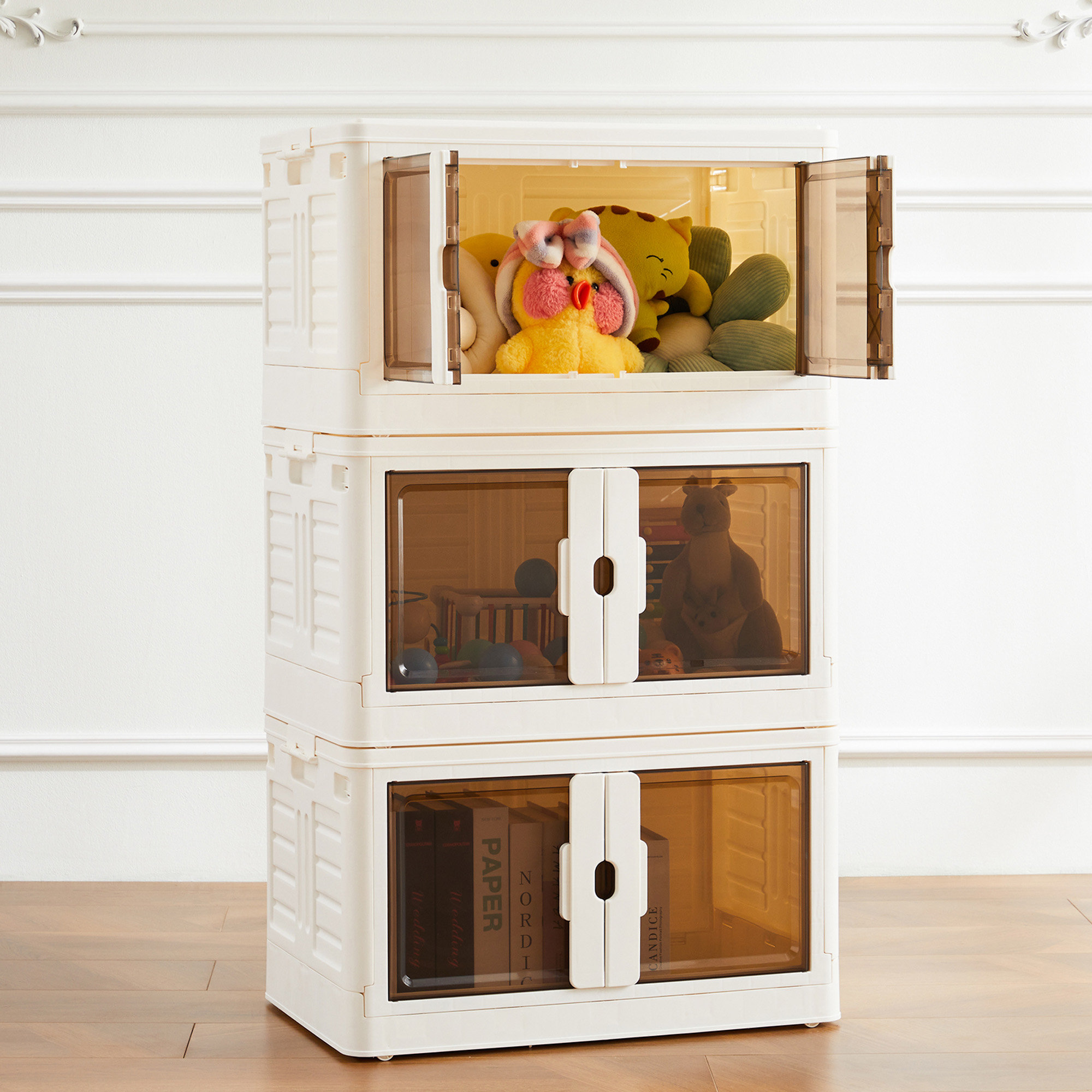 Winston Porter Stackable Plastic Storage Bins With Lids Foldable ...