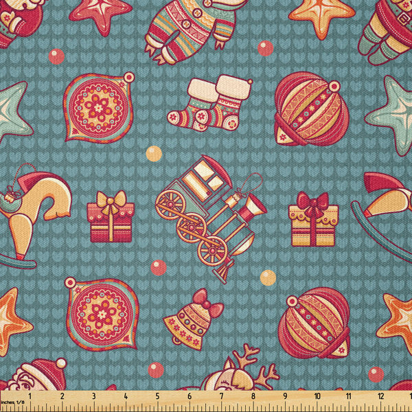 The Seasonal Aisle Fabric by the meter, noel themed cartoon, multi ...