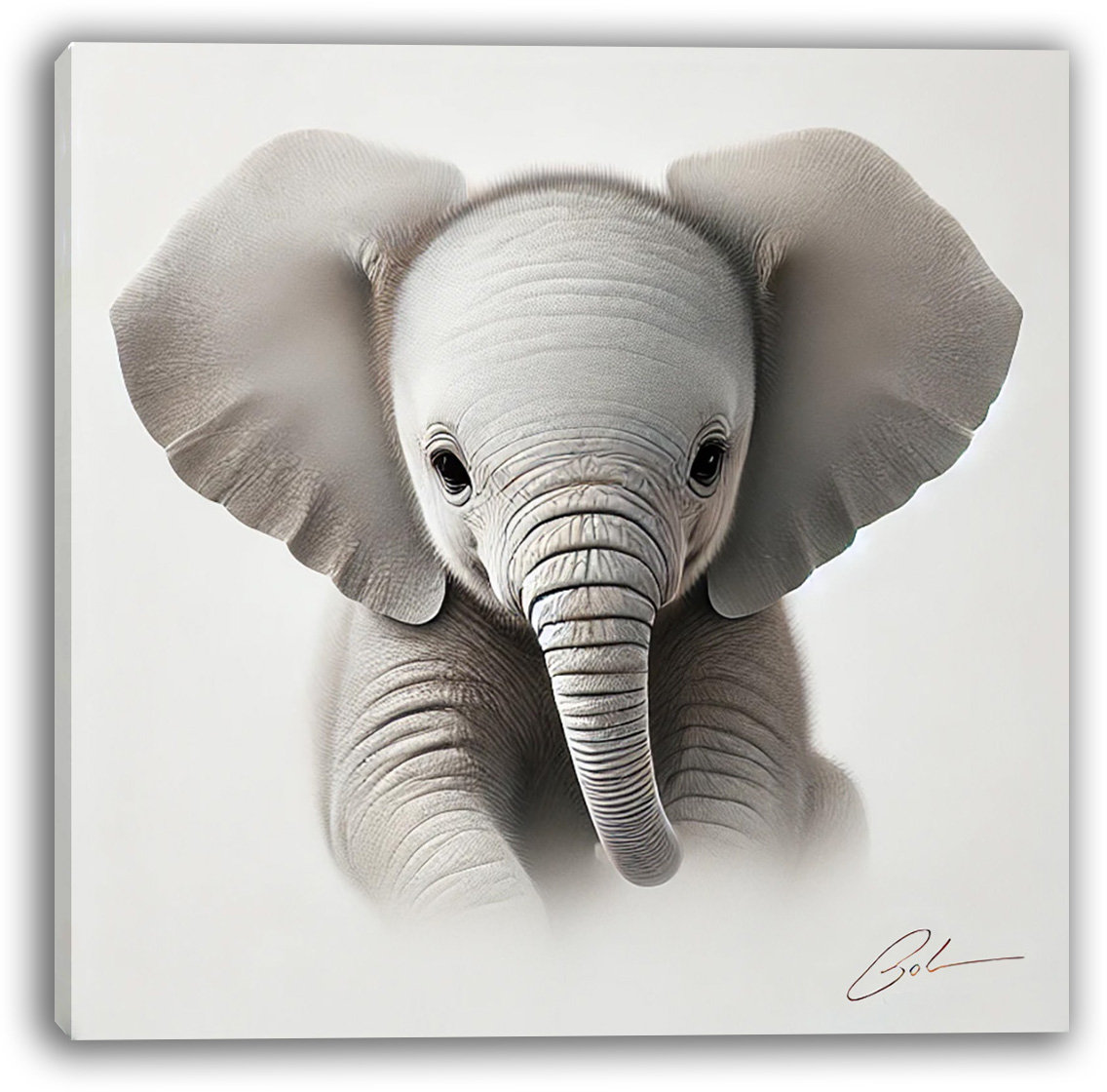 Indigo Safari Baby Elephant – Wrapped Canvas Wall Art | Wayfair