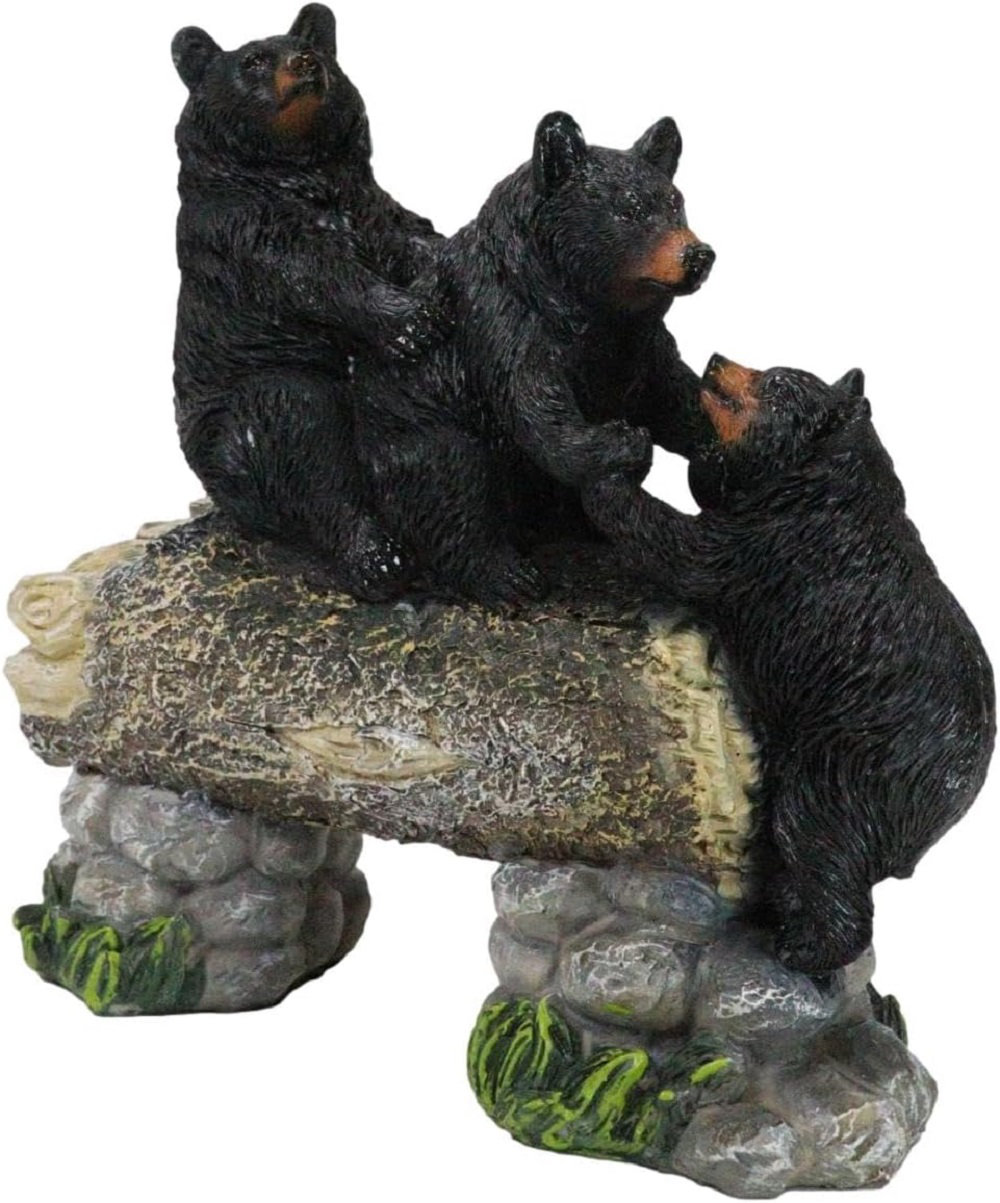 Millwood Pines Forest Teamwork Black Bears And Cub Family Crossing Tree ...